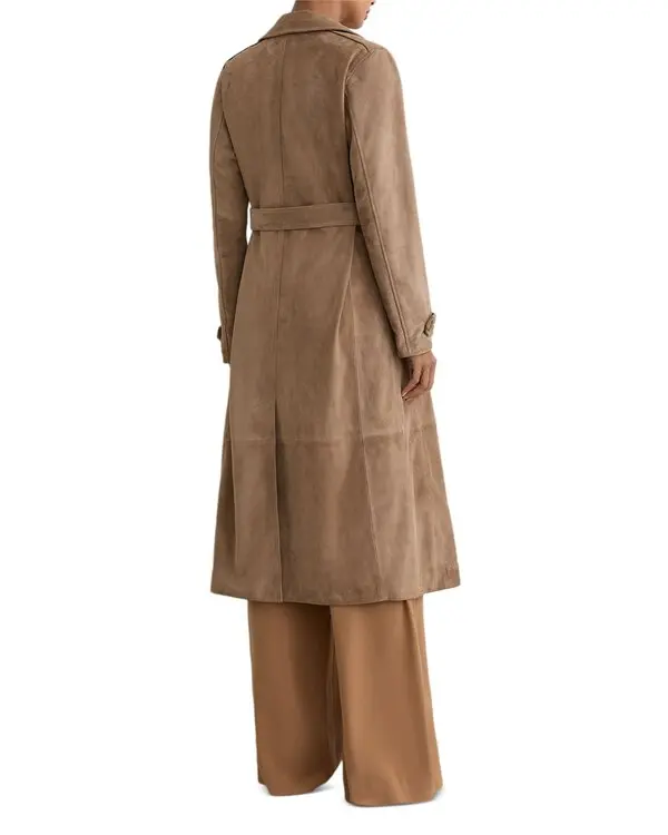 REISS Ester Leather Trench Coat