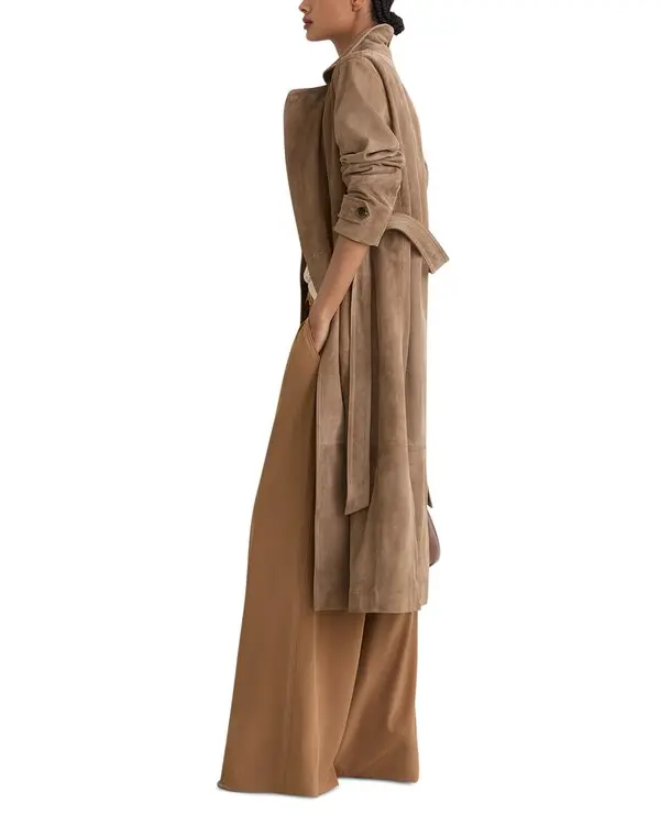 REISS Ester Leather Trench Coat