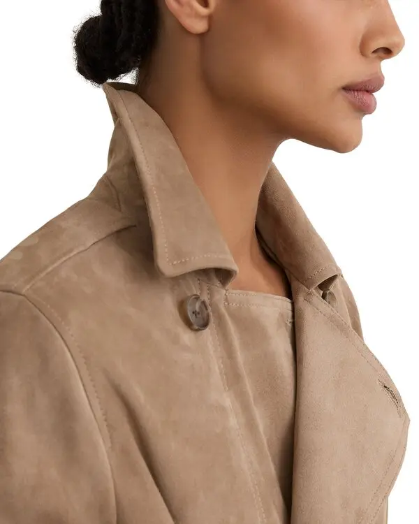 REISS Ester Leather Trench Coat