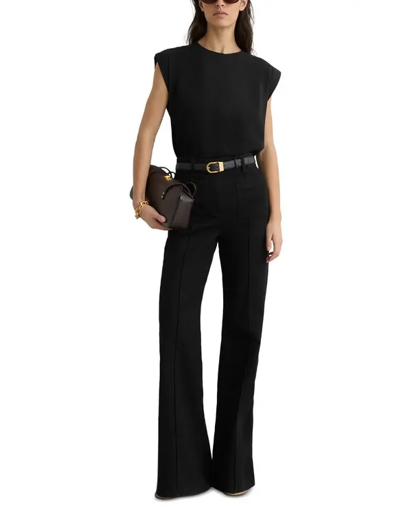 REISS Millie Cap Sleeve Tee - Black