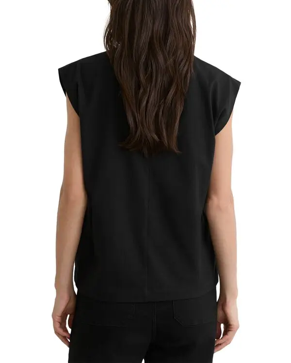 REISS Millie Cap Sleeve Tee - Black