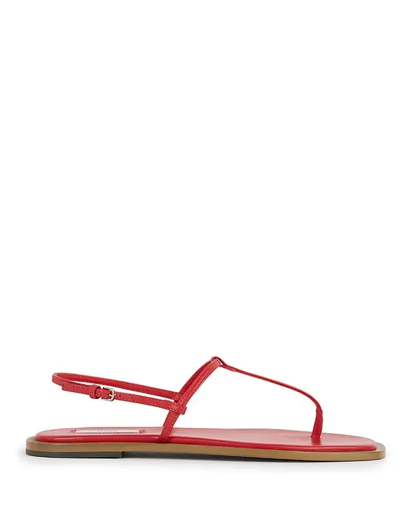 TOTEME T-bar Leather Sandals - Red/desert