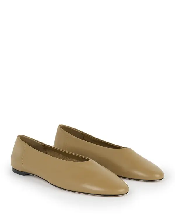 TOTEME Slip On Leather Ballet Flats - Desert