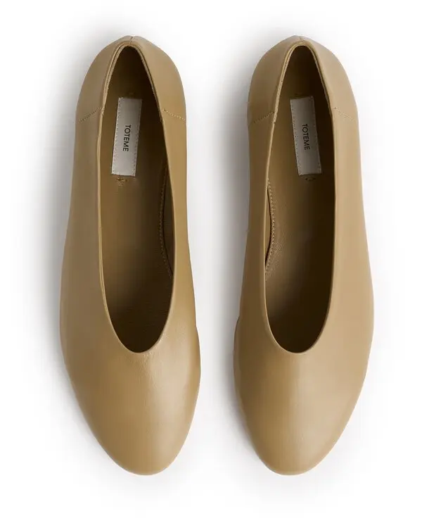 TOTEME Slip On Leather Ballet Flats - Desert