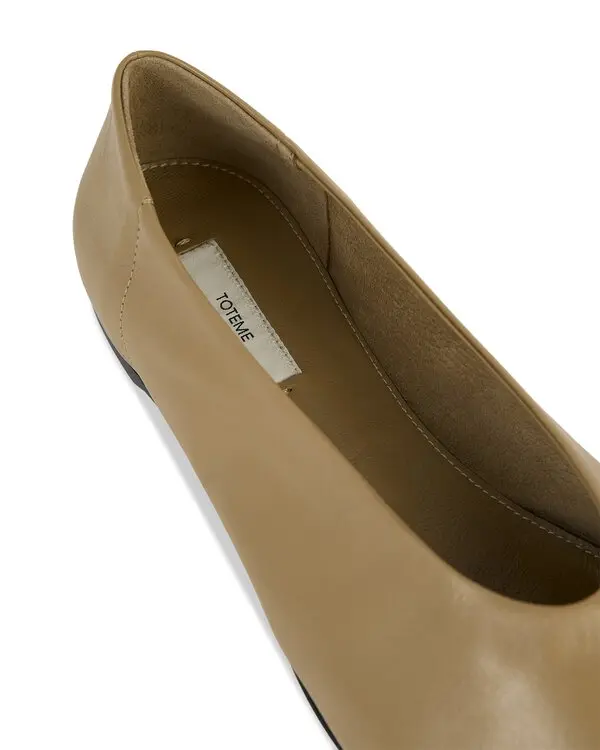 TOTEME Slip On Leather Ballet Flats - Desert