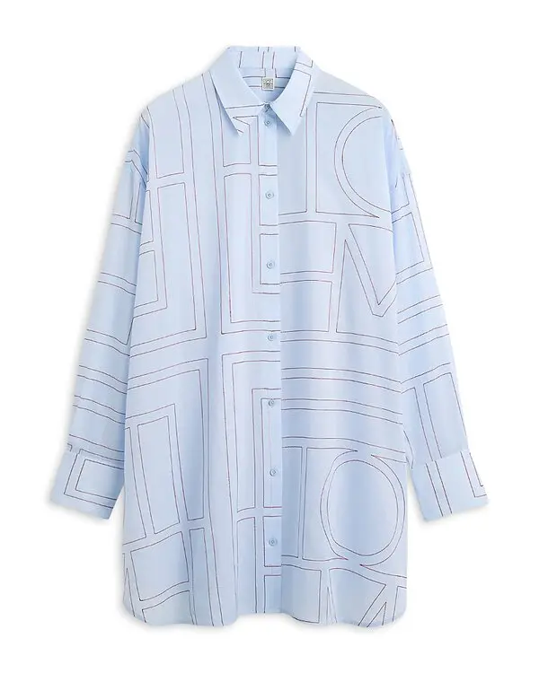 TOTEME Monogram Long Summer Shirt - Sky/red