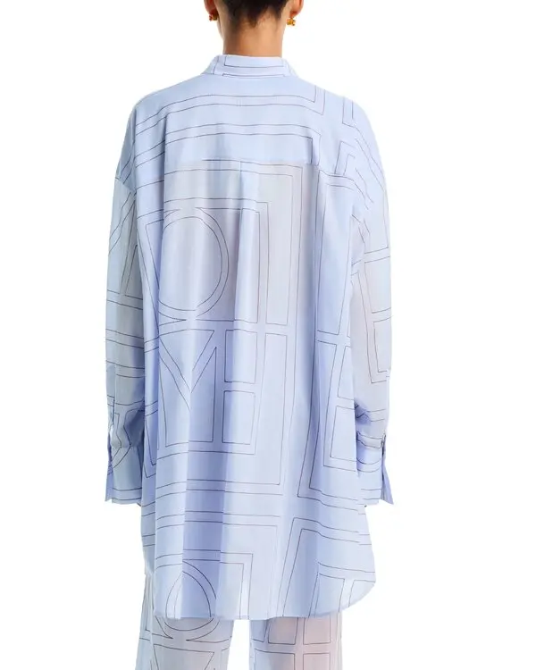 TOTEME Monogram Long Summer Shirt - Sky/red
