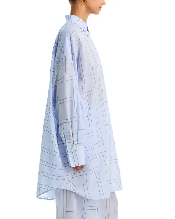 TOTEME Monogram Long Summer Shirt - Sky/red