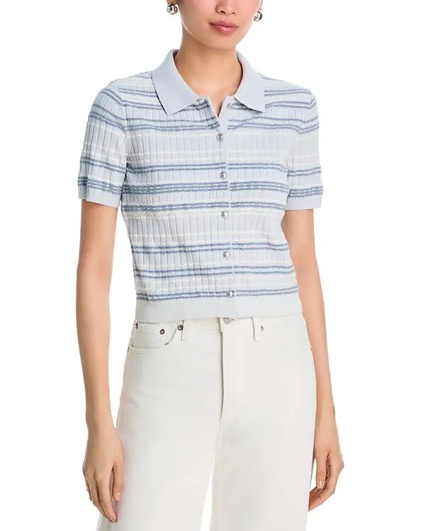 Rag & Bone Karina Stripe Cardigan Sweater - Light Blue