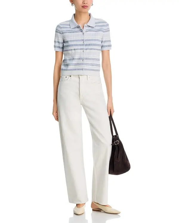 Rag & Bone Karina Stripe Cardigan Sweater - Light Blue