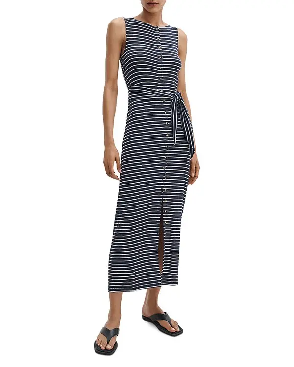 Rag & Bone Striped Button-front Knit Midi Dress