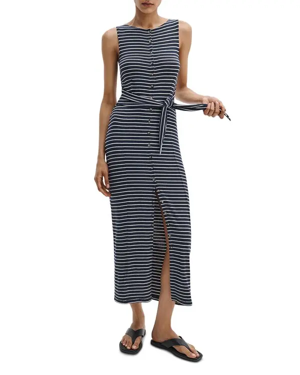 Rag & Bone Striped Button-front Knit Midi Dress