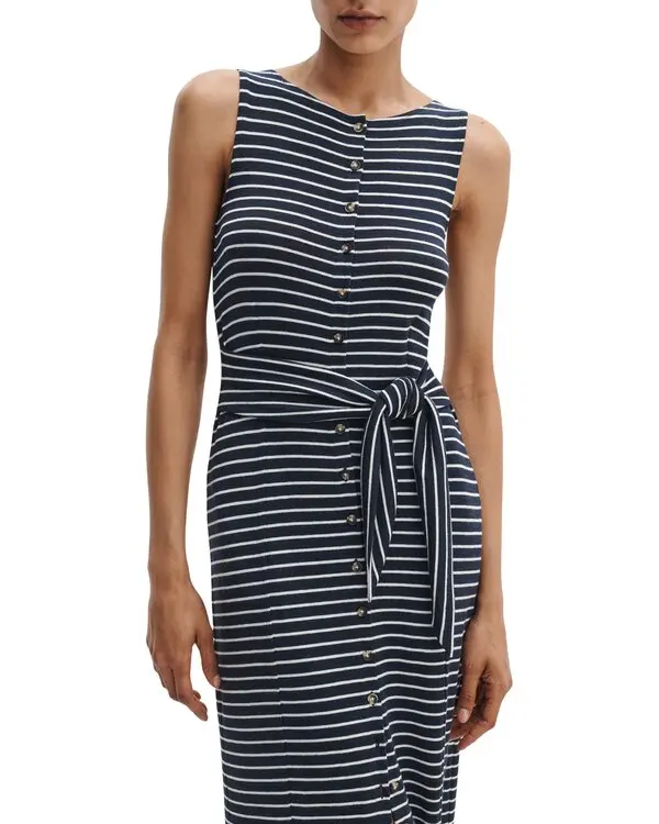 Rag & Bone Striped Button-front Knit Midi Dress