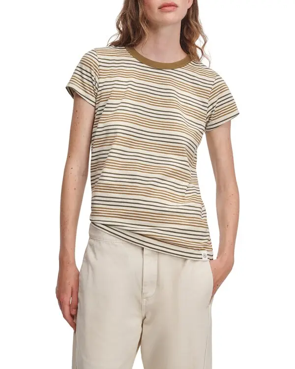 Rag & Bone Slub Stripe Crewneck T-shirt - Light Blut Multi