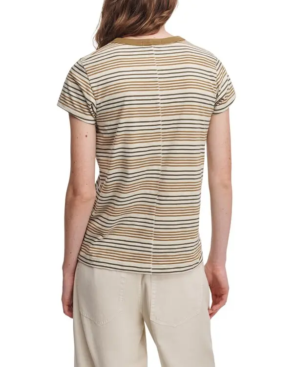 Rag & Bone Slub Stripe Crewneck T-shirt - Light Blut Multi