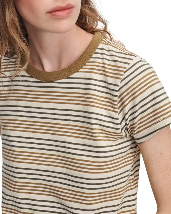 Rag & Bone Slub Stripe Crewneck T-shirt - Light Blut Multi