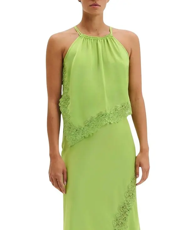 MALINA Madina Asymmetric Lace Hem Top - Lime