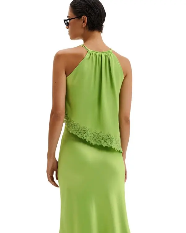 MALINA Asymmetric Lace Hem Top - Lime