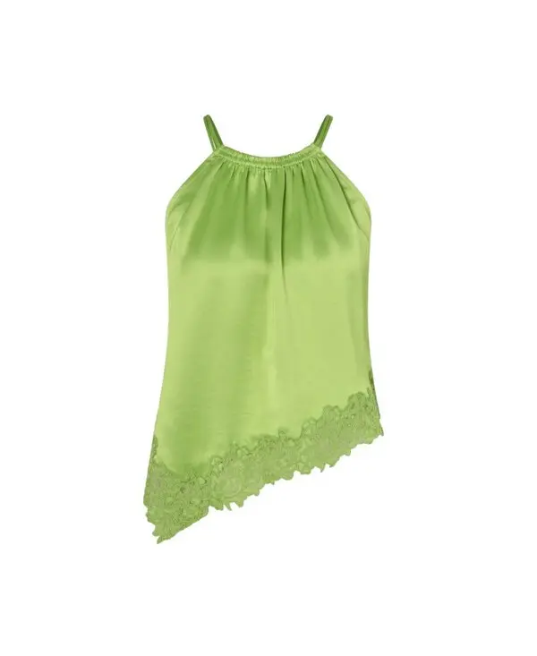 MALINA Asymmetric Lace Hem Top - Lime