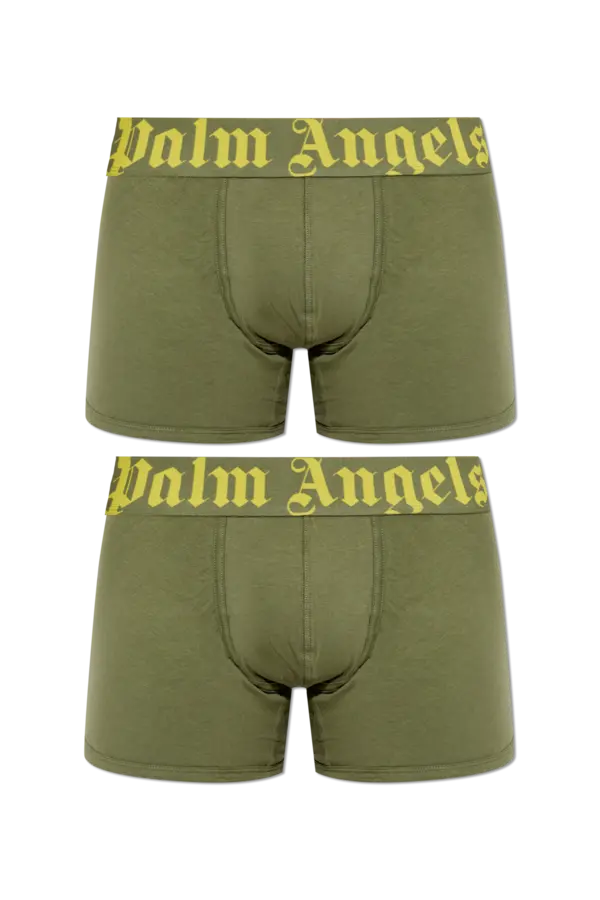 Palm Angels Two-pack Of Boxers With Logo - Green