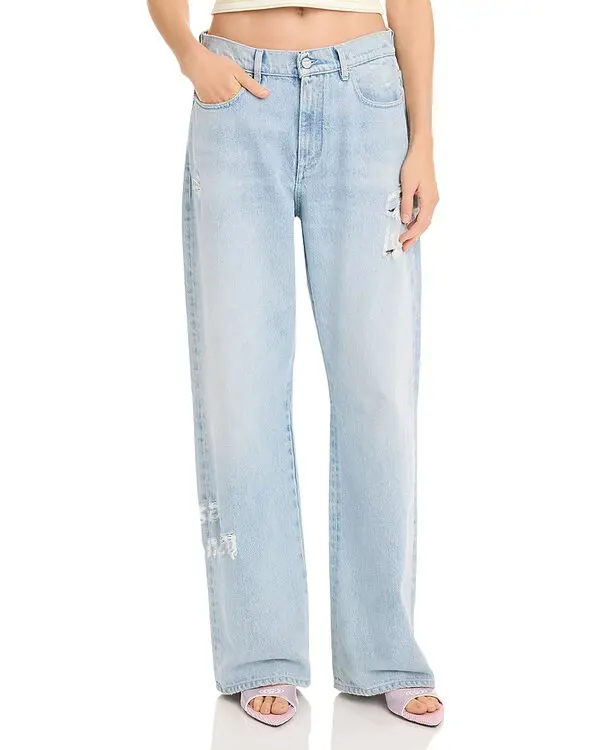 Casablanca Graffiti Wide Leg Jeans - Light Wash