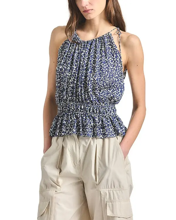 Derek Lam 10 Crosby Avery Top Floral Print Halter Neck Blouse