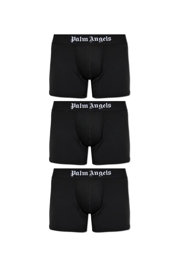 Palm Angels Three-pack Of Boxers With Logo - Black