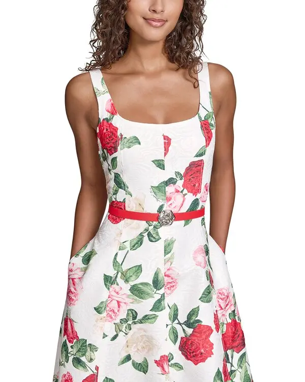 Karl Lagerfeld Paris Brocade Floral Midi Dress