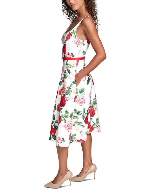 Karl Lagerfeld Paris Brocade Floral Midi Dress