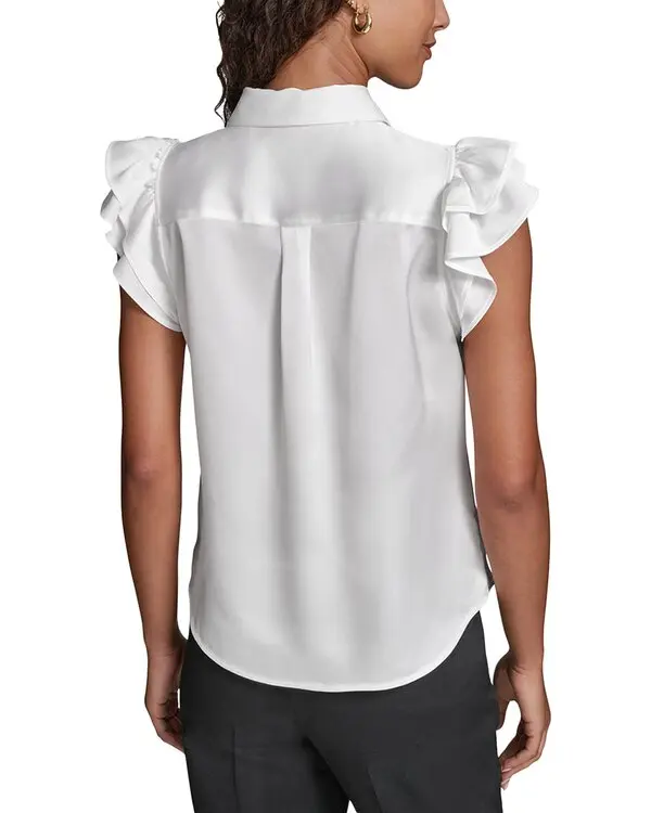 Karl Lagerfeld Paris Ruffle Sleeve Blouse With Vertical Stripes