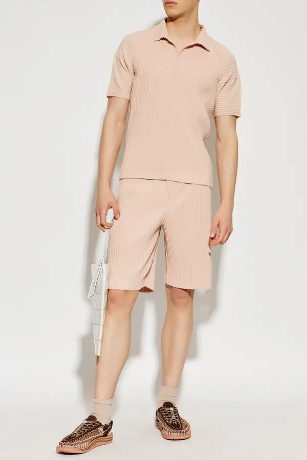 Issey Miyake Pleated Polo - Pink