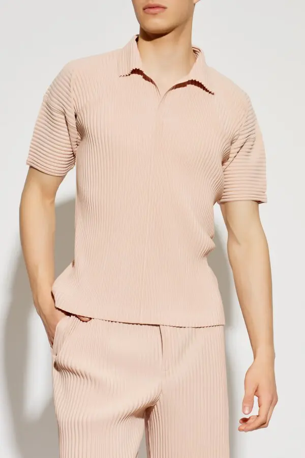 Issey Miyake Pleated Polo - Pink