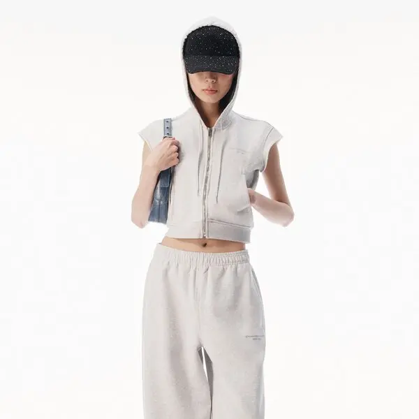 Alexander Wang Crystal Embellished Zip-up Hoodie