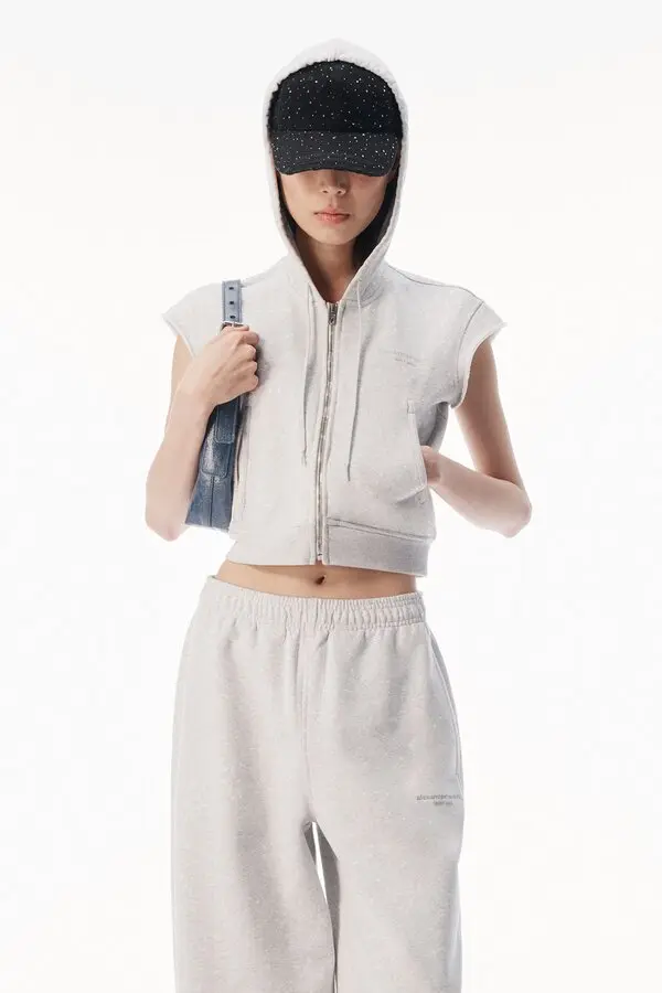 Alexander Wang Crystal Embellished Zip-up Hoodie