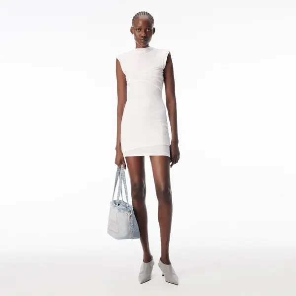 Alexander Wang Sleeveless Layered Twisted Bust Mini Dress - White