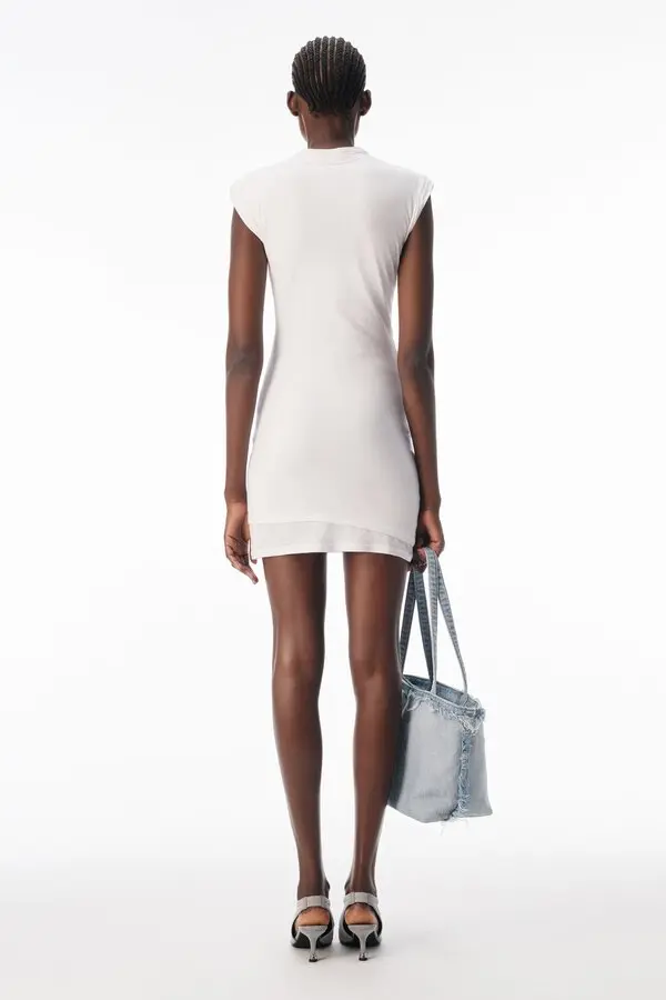 Alexander Wang Sleeveless Layered Twisted Bust Mini Dress - White