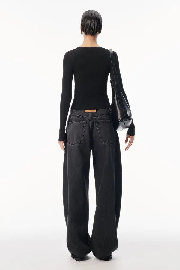 Alexander Wang V-neck Long Sleeve Pointelle Zip Cardigan
