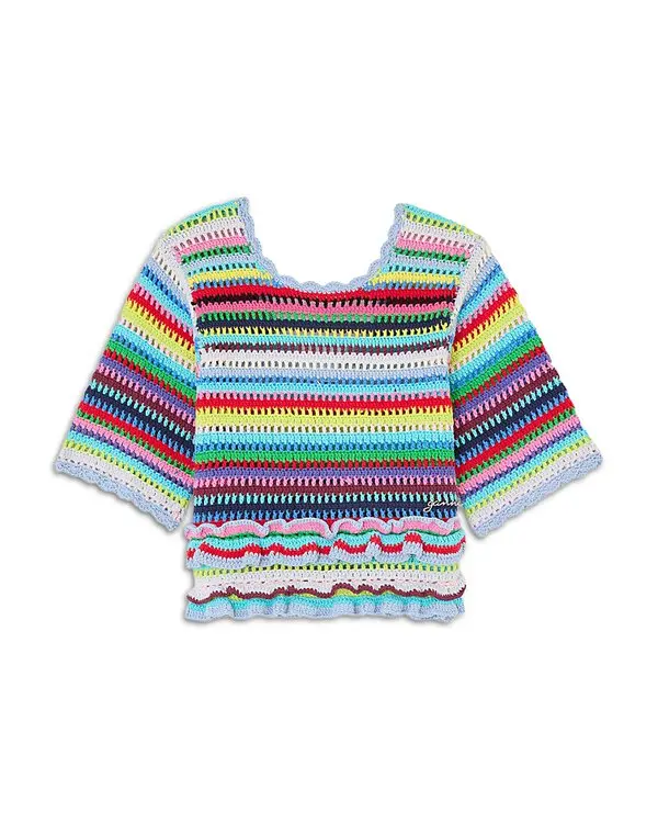 GANNI Striped Crochet Top - Multicolour