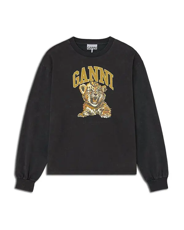 GANNI Tiger Graphic Long Sleeve T-shirt