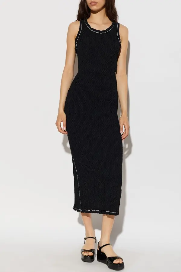 Issey Miyake Sleeveless Midi Dress With Contrast Stitching