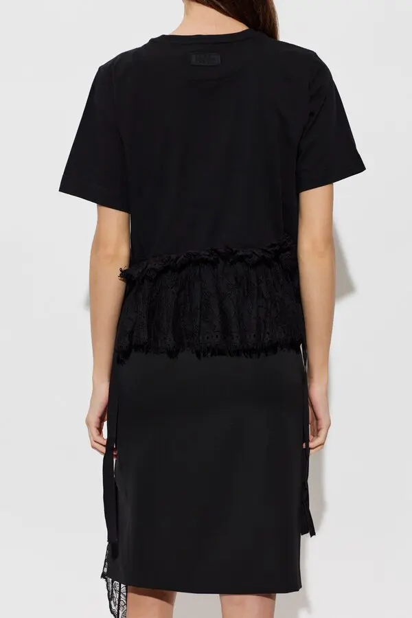 Alexander McQueen Cotton T-shirt With Lace Trim