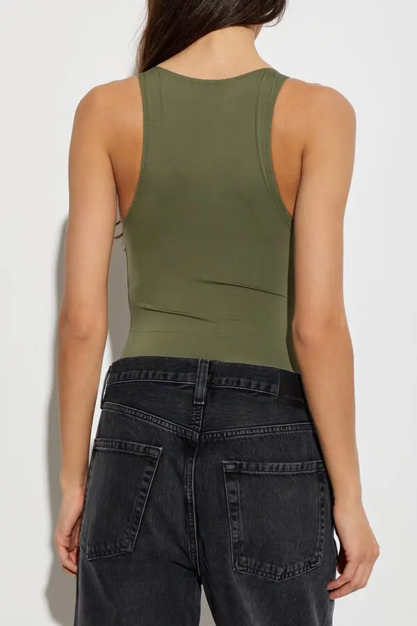 Palm Angels Sleeveless Bodysuit With Printed Logo