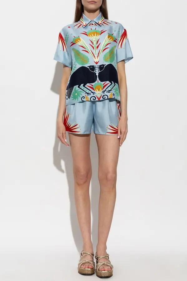 Etro Silk Printed Shirt And Shorts Set