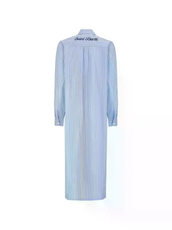 MC2 SAINT BARTH Striped Midi Shirt Dress - Blue
