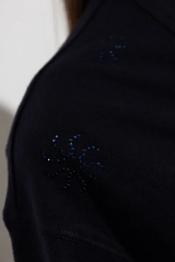 Zadig&Voltaire Marta V-neck T-shirt With Crystal Embellishments - Navy Blue