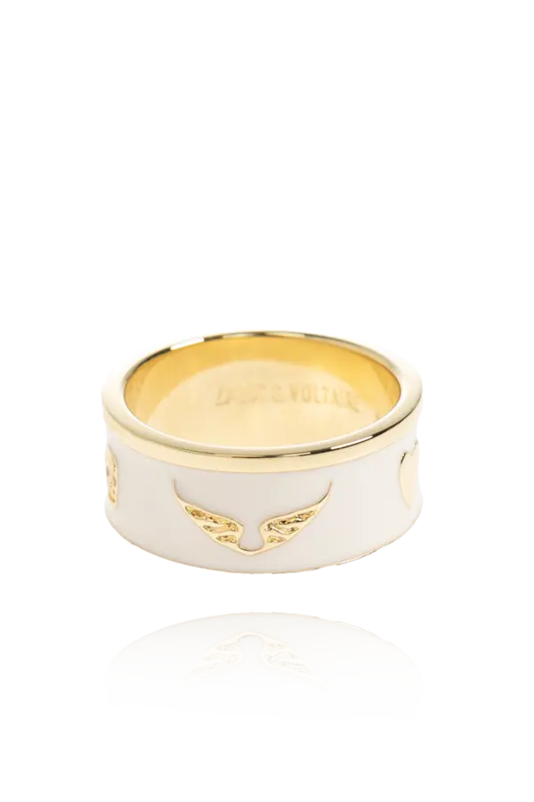 Zadig&Voltaire Engraved Enamel Ring With Gold Motifs