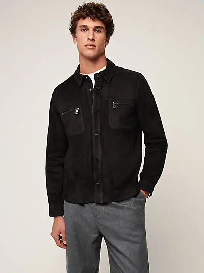 Overland Max Reversible Suede Shirt Jacket - Black