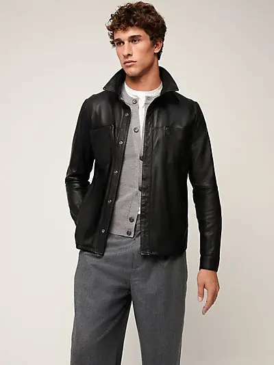 Overland Max Reversible Suede Shirt Jacket - Black