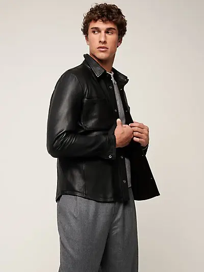 Overland Max Reversible Suede Shirt Jacket - Black