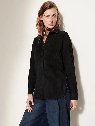 Overland Tara Reversible Suede Leather Shirt Jacket - Black/black